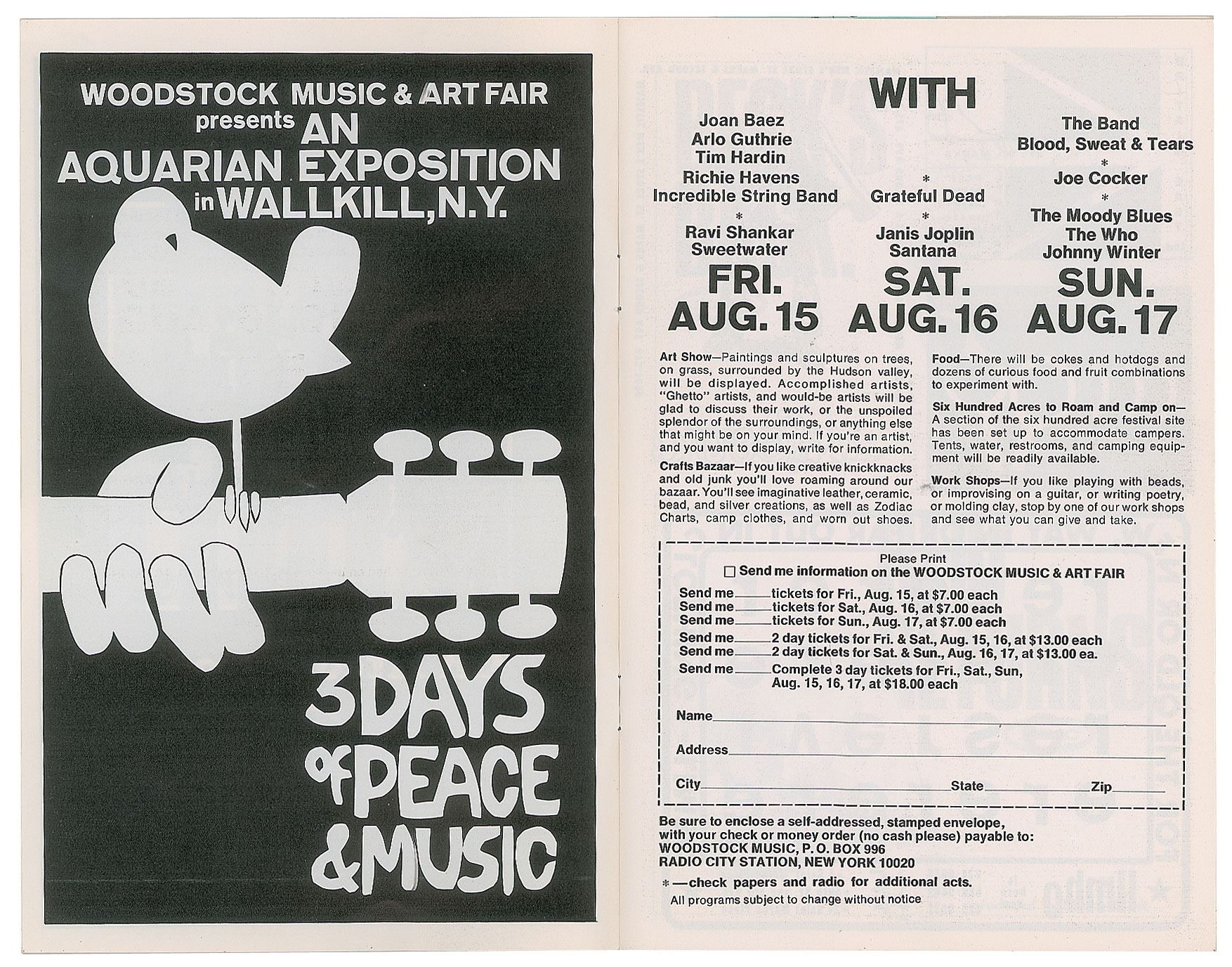 Woodstock: John Mayall Fillmore East Program