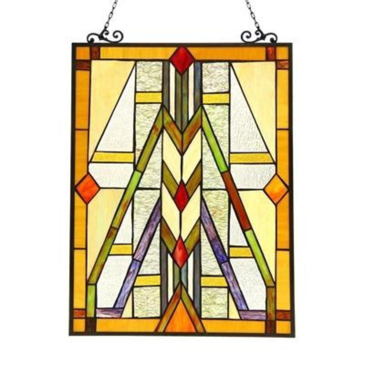 "MENAHEM" Tiffany-style Glass Window Panel 17.5x25