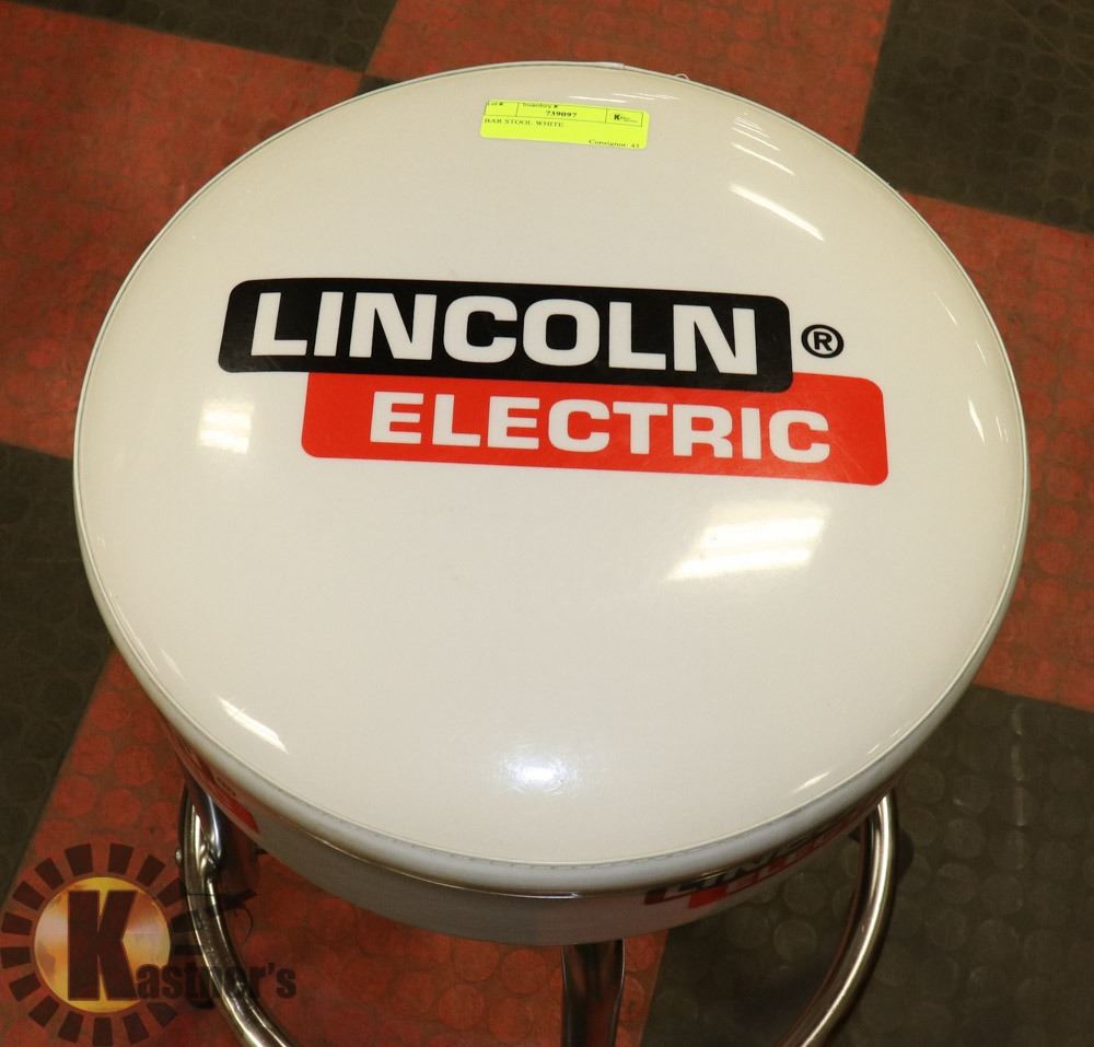 WHITE LINCOLN ELECTRIC BAR STOOL
