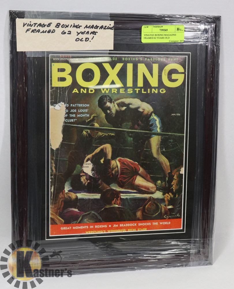 VINTAGE BOXING MAGAZINE FRAMED 62 YEARS OLD