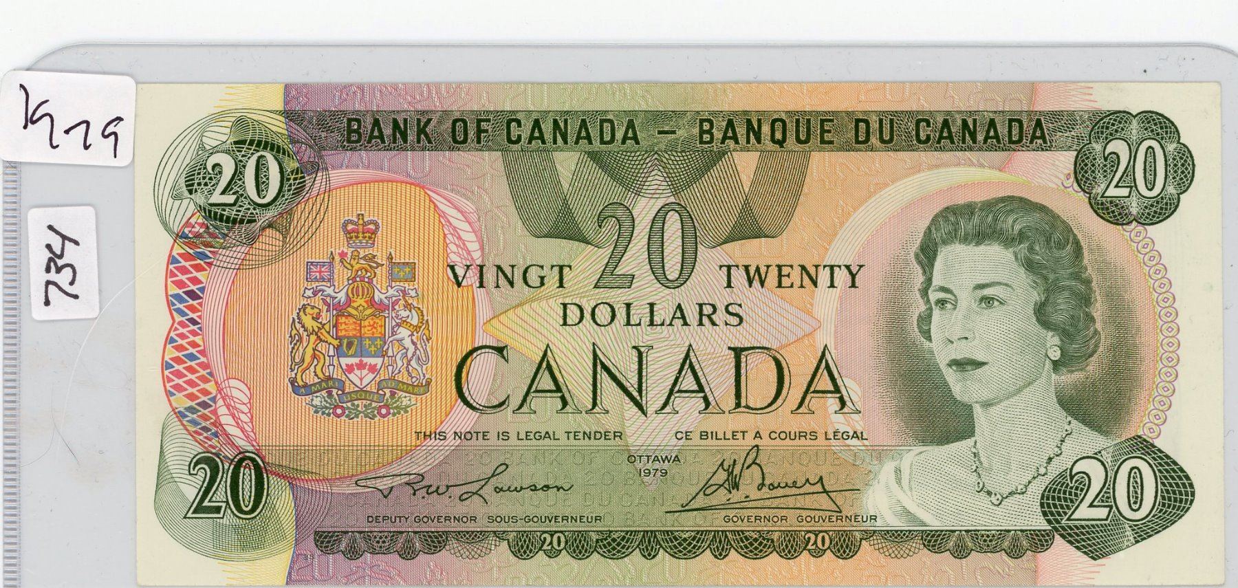 TWENTY DOLLAR BILL CANADIAN 1979 TWENTY DOLLAR BILL CANADIAN 1979