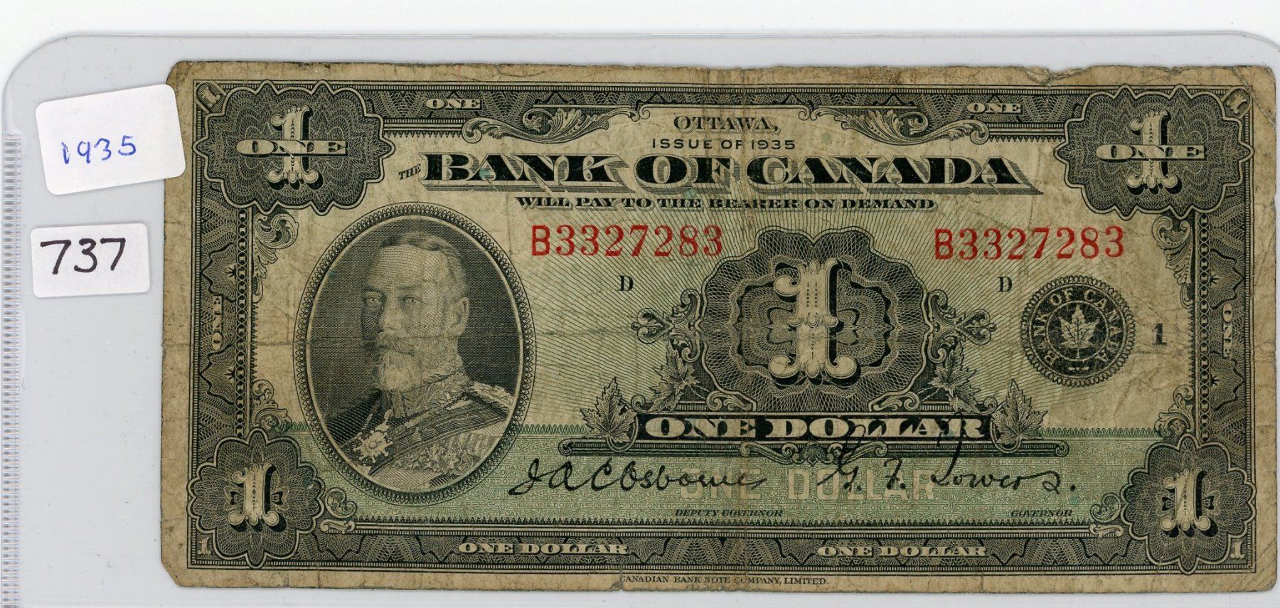 ONE DOLLAR BILL (CANADIAN) *1935* - Schmalz Auctions ONE DOLLAR BILL (CANADIAN) *1935* - Schmalz Auctions
