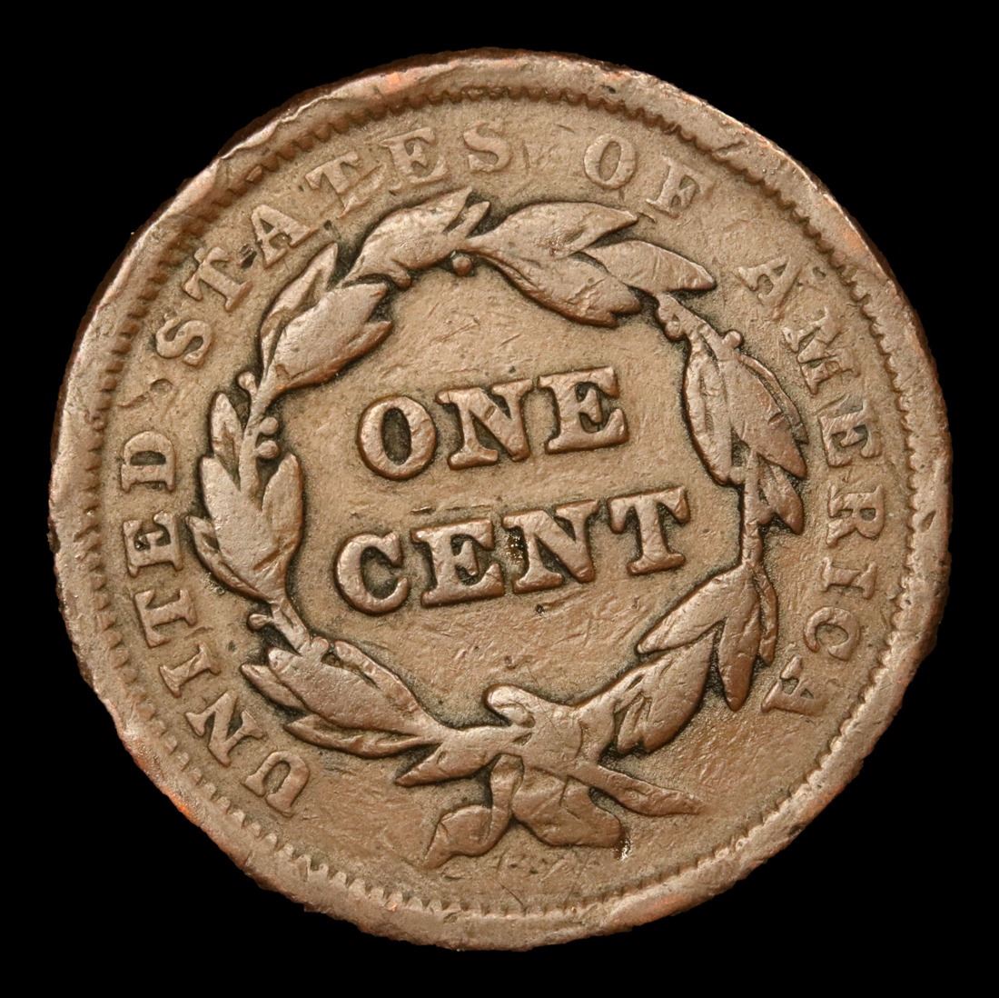 1842 Braided Hair Large Cent 1c Grades f+