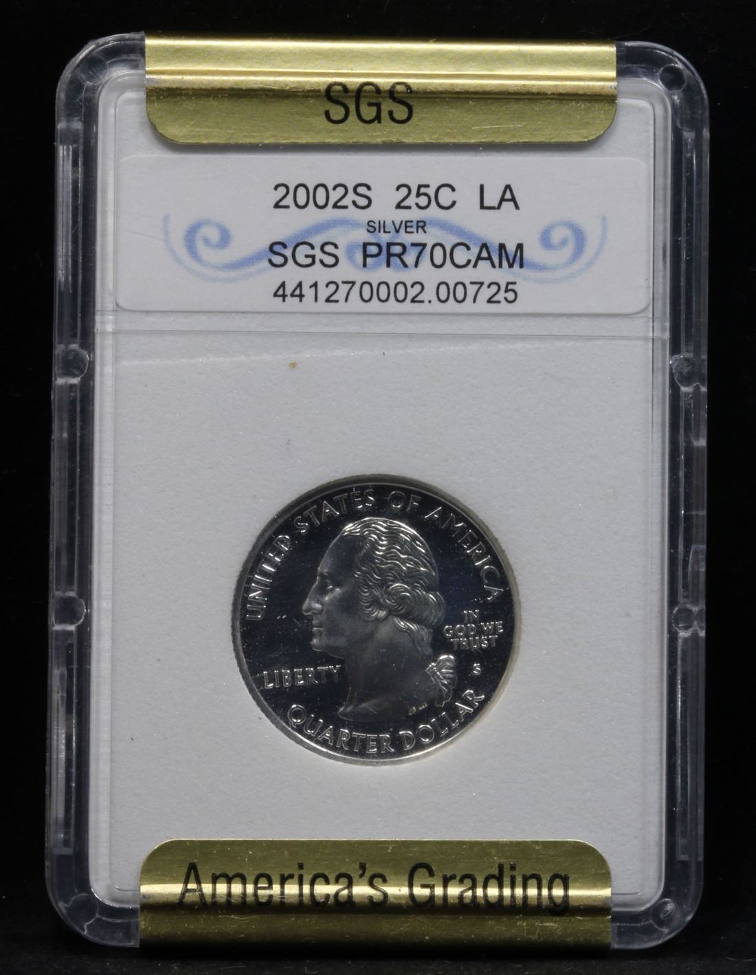 2002-s Silver Louisiana Washington Quarter 25c Graded By SGS