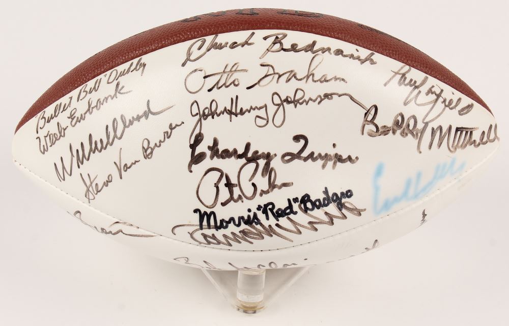 NFL Legends Football Signed by (24) with Tom Landry, Otto Graham, Tony ...