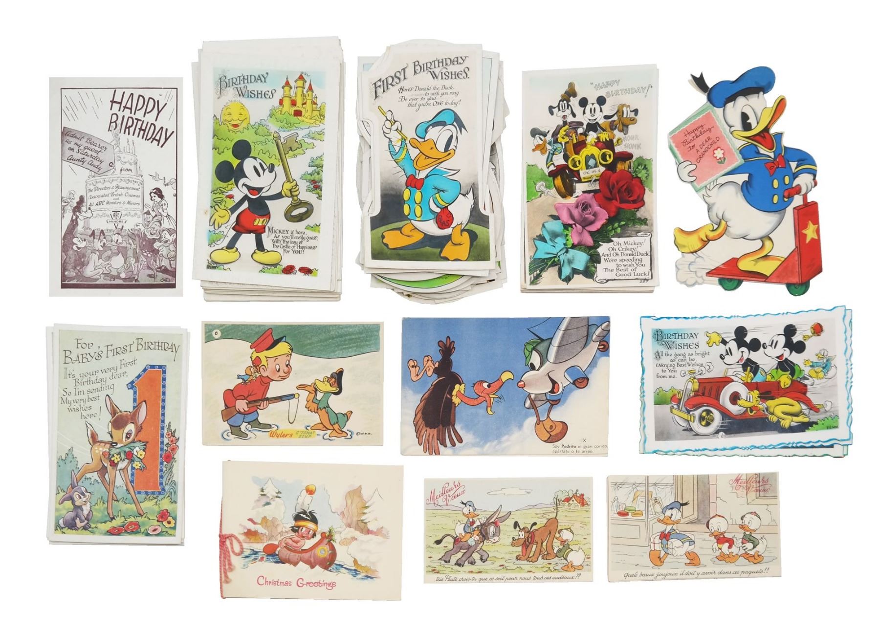 Set of (46) 1930s-1940s Walt Disney Postcards.