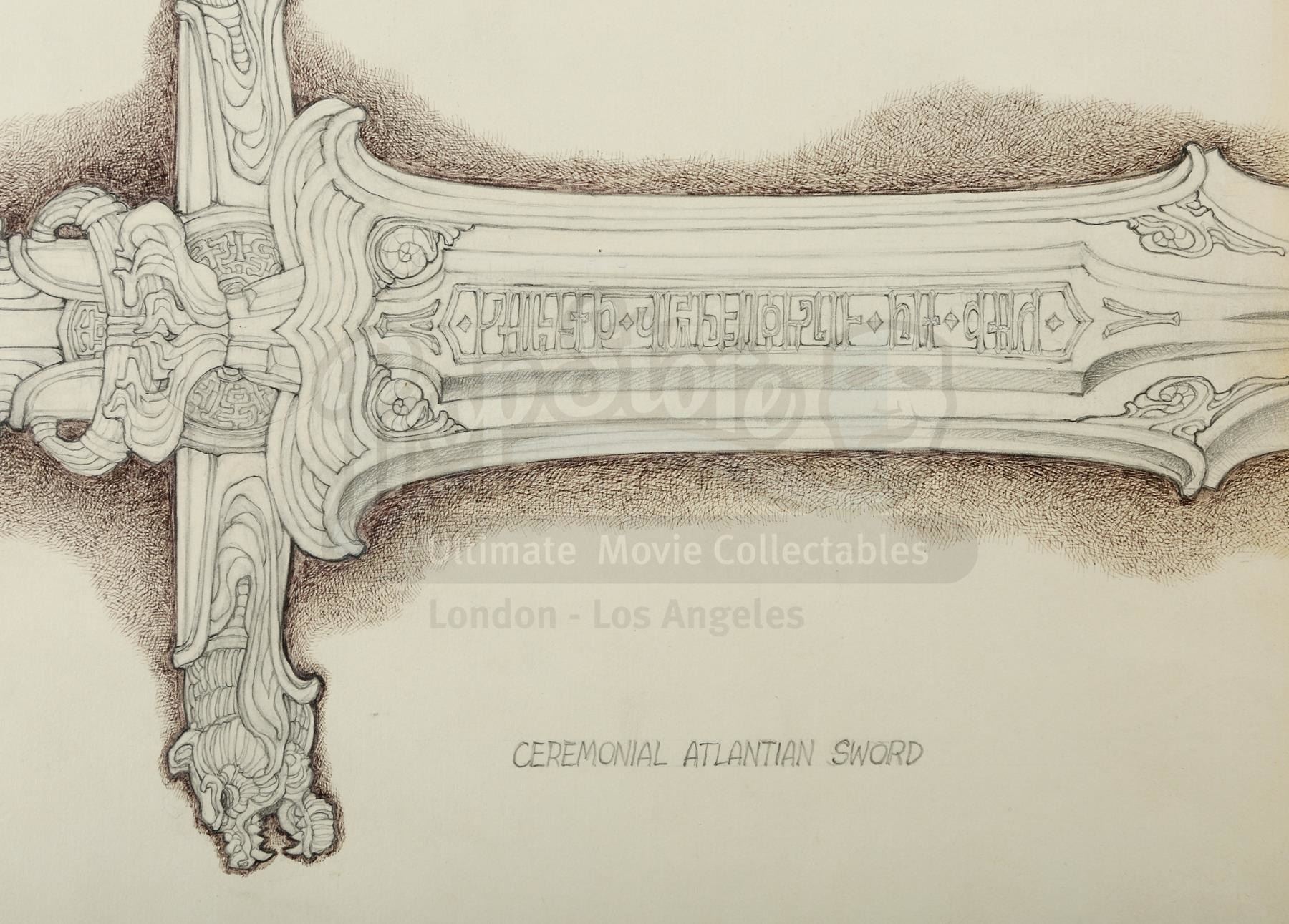 CONAN THE BARBARIAN (1982) - Hand-drawn Ron Cobb Ceremonial Atlantean ...