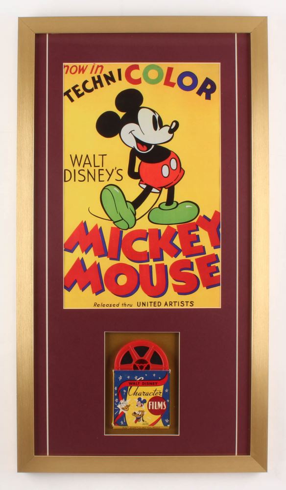 Walt Disney's "Mickey Mouse" 17x31 Custom Framed Vintage Film Reel Display