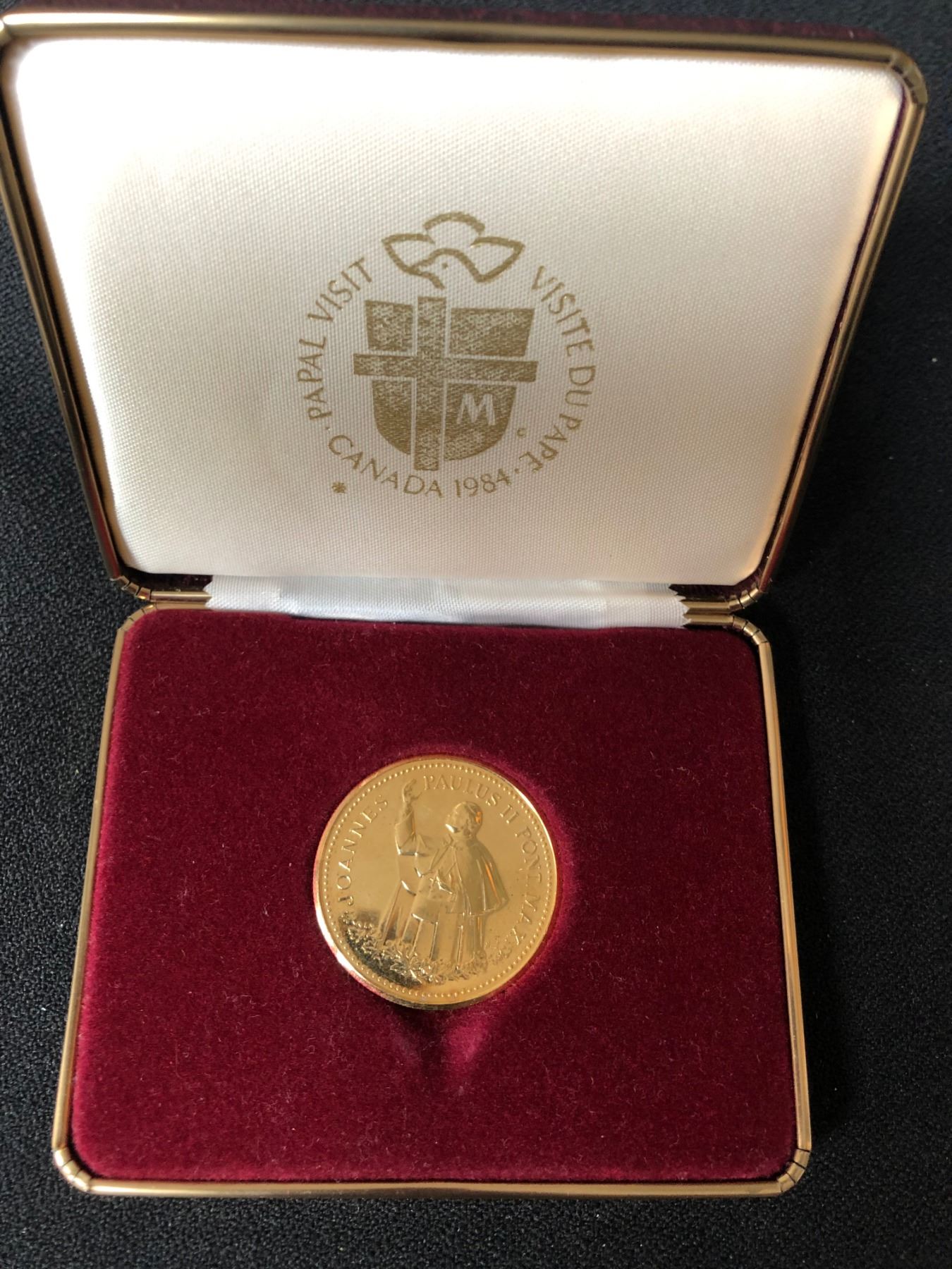 1984 Papal Visit to Canada - Gold Plated Pope John Paul II- With Box