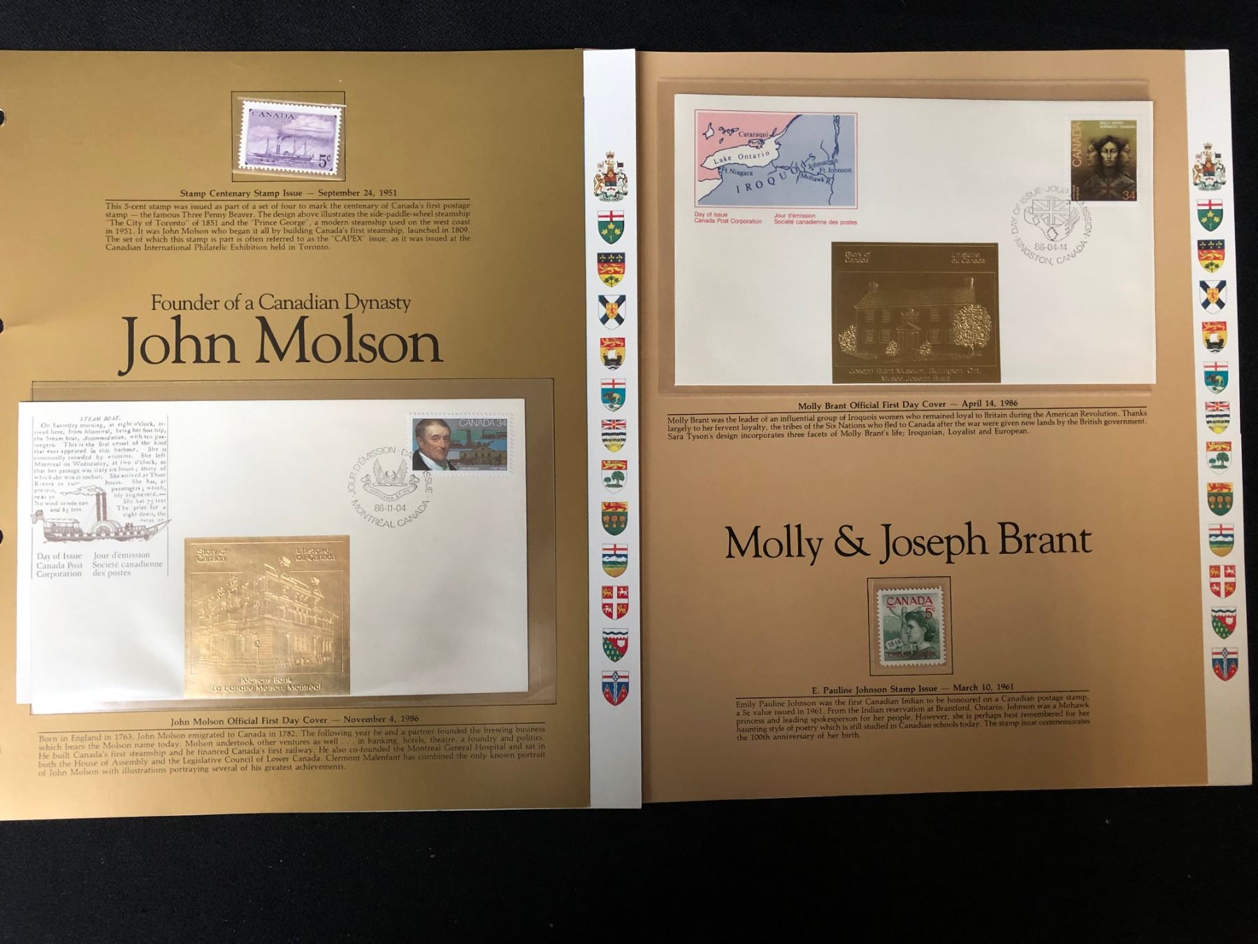 VINTAGE CANADIAN STAMP/ FIRST DAY COVER LOT (JOHN MOLSON/ MOLLY BRANT)