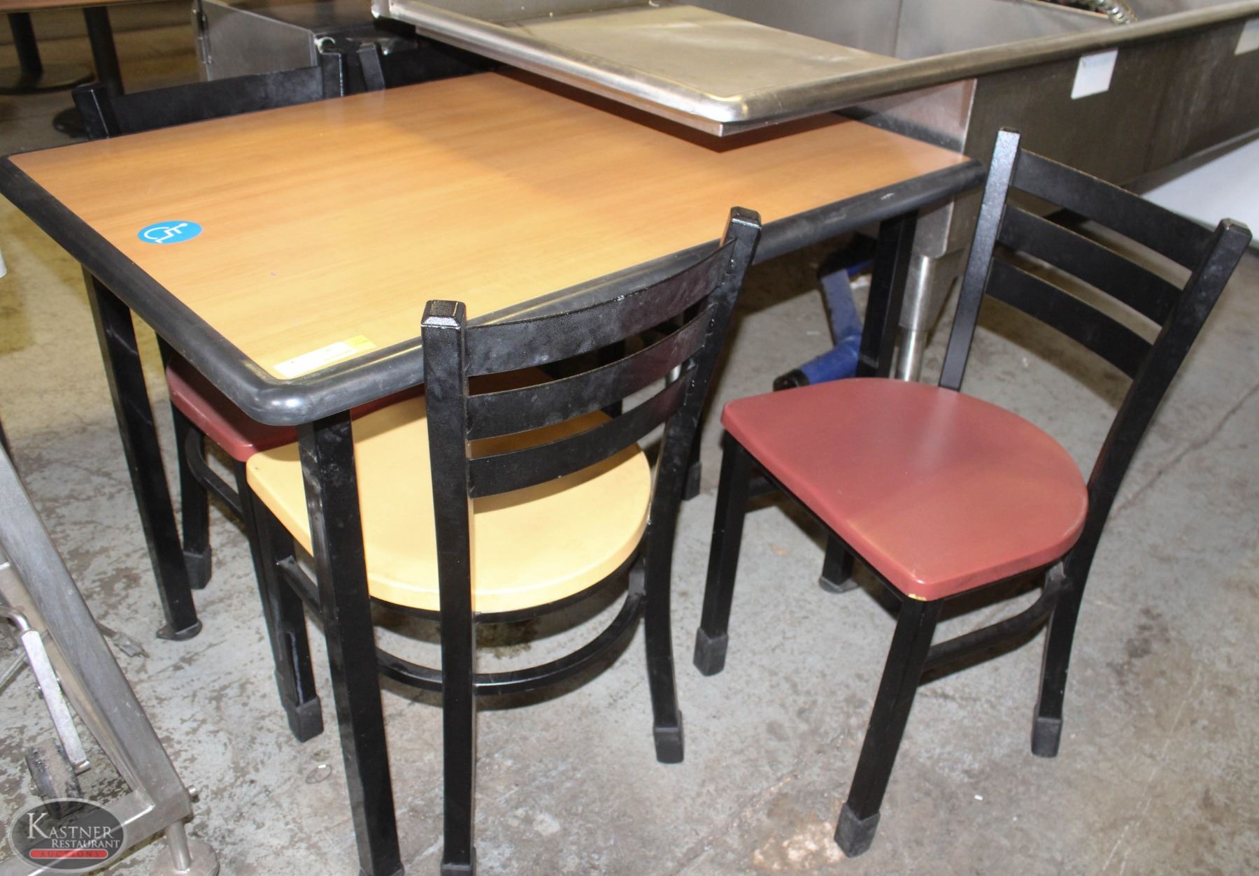 WOOD GRAIN EATING TABLES WITH 4 CHAIRS