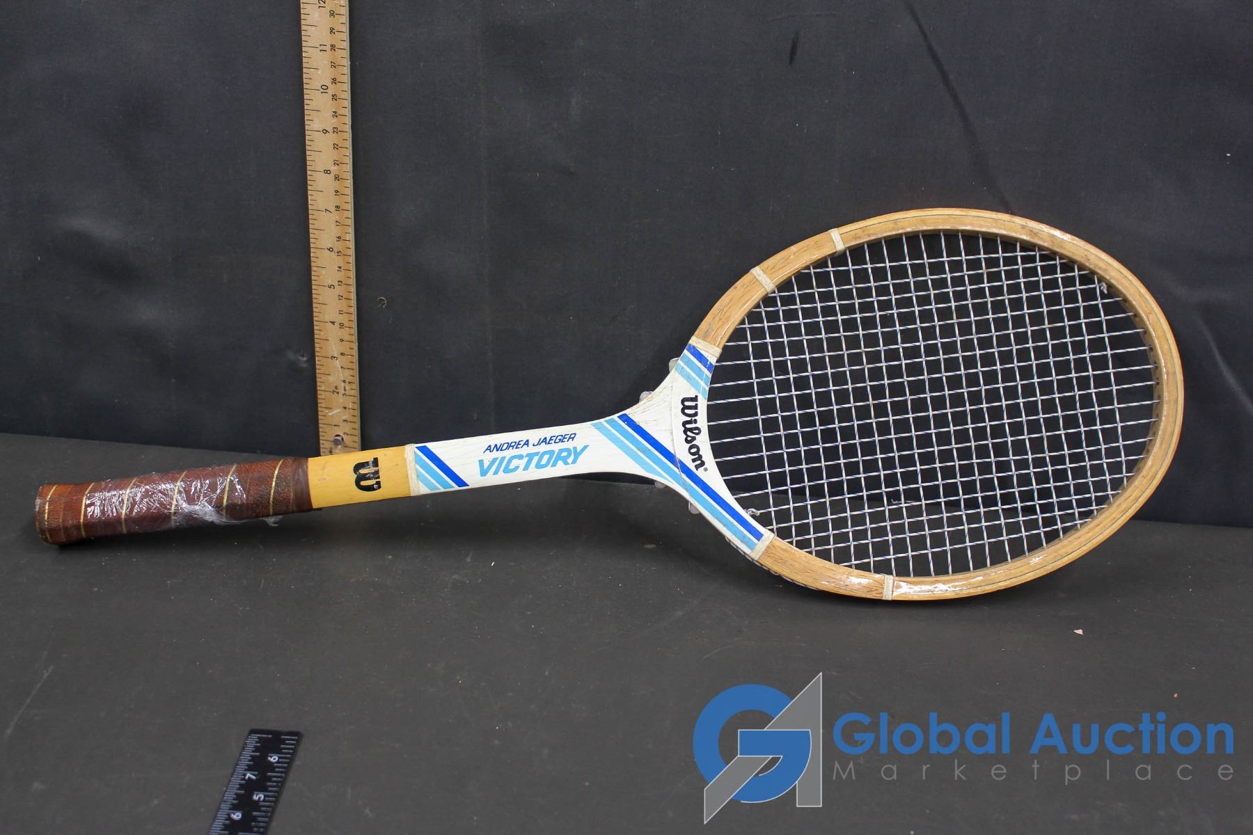 Vintage Women's Wilsons Wooden Tennis Racket, & Vintage Tin Lunch Box