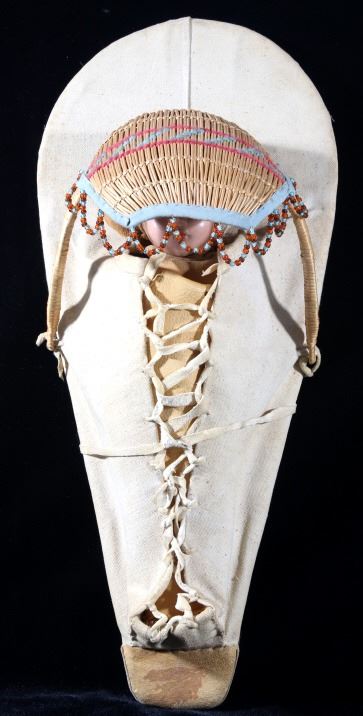 Shoshone Child's Cradle Board Carrier With Baby