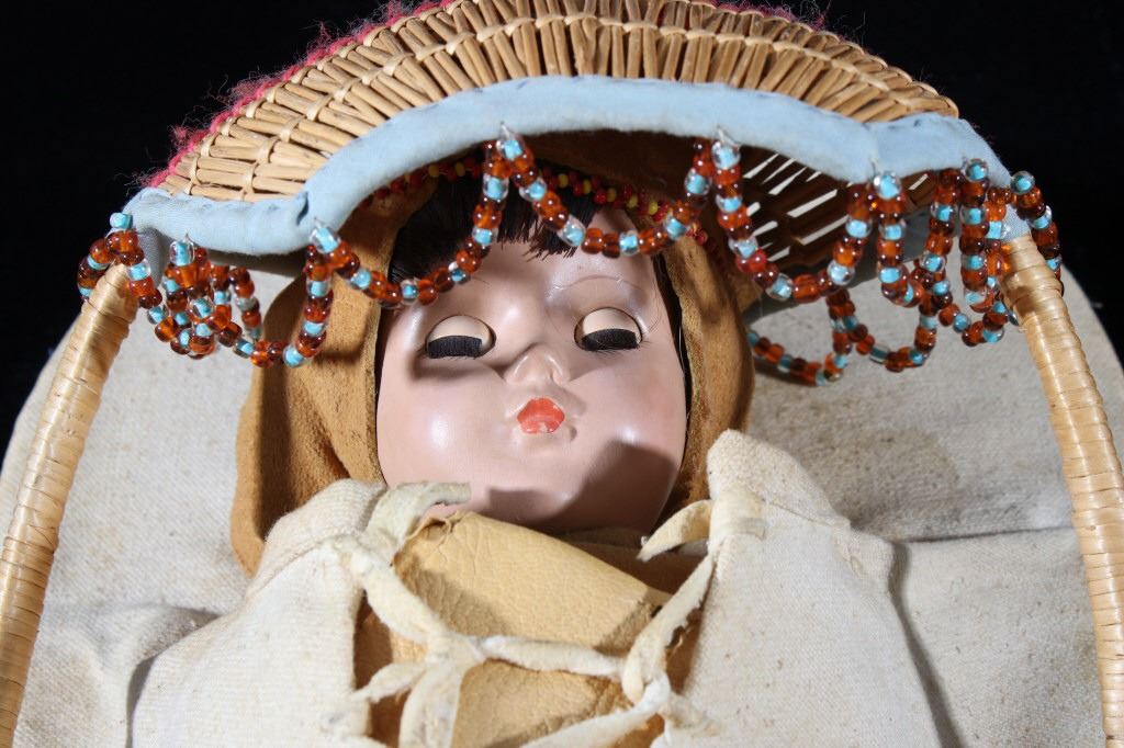 Shoshone Child's Cradle Board Carrier With Baby