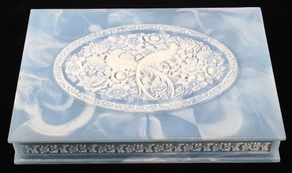 Handcrafted Blue Incolay Jewelry Box