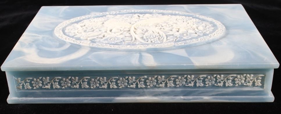 Handcrafted Blue Incolay Jewelry Box