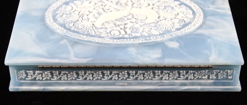 Handcrafted Blue Incolay Jewelry Box