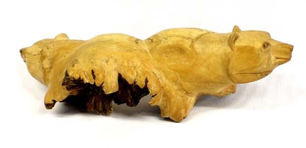 Carved Chinaberry Wood Bear Sculpture