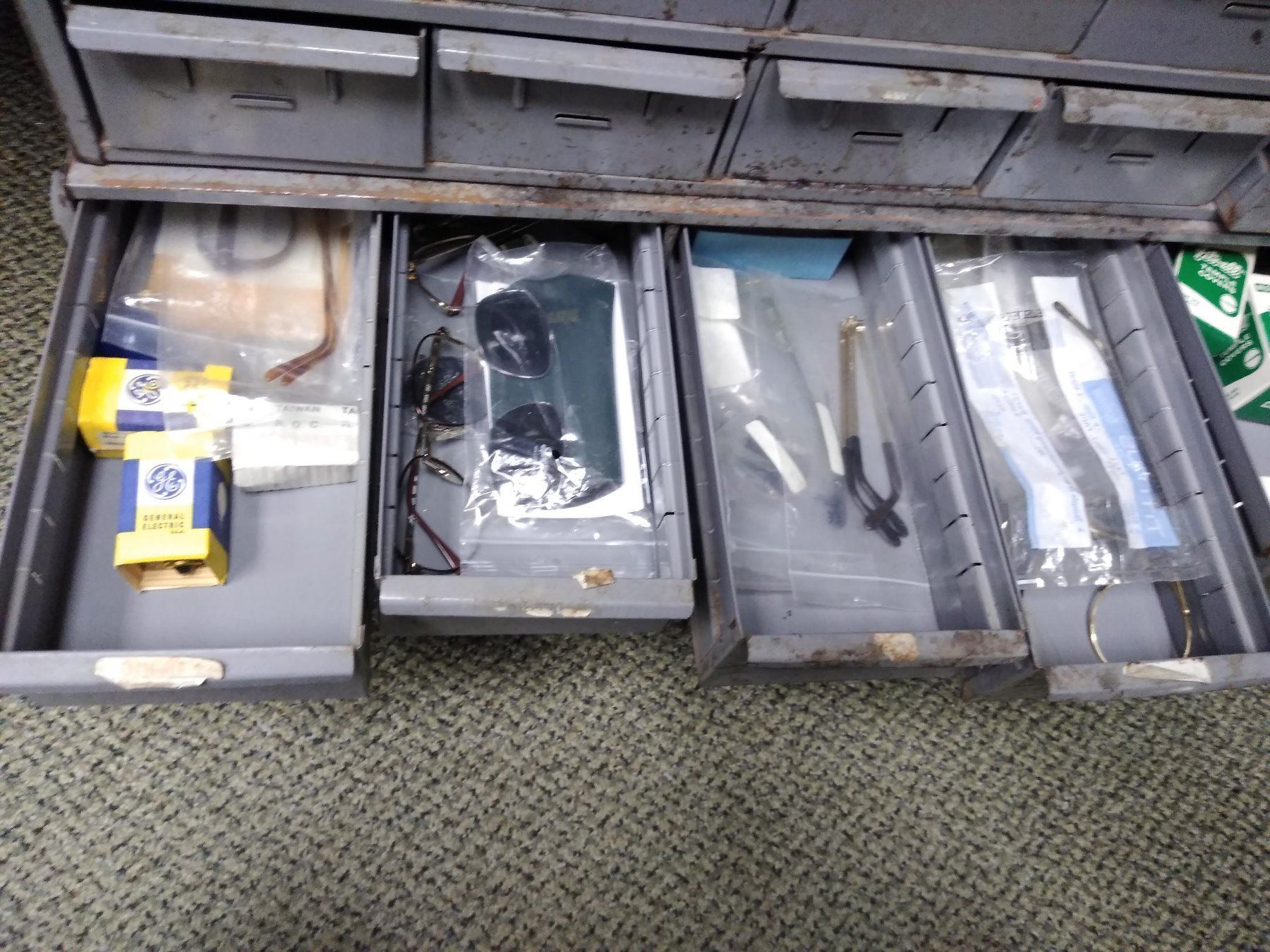 METAL SORTER CABINETS WITH CONTENTS