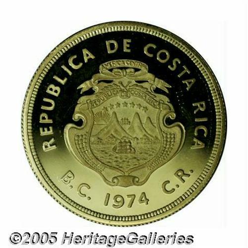 Costa Rica. Republic gold 1500 Colones 1974, KM20