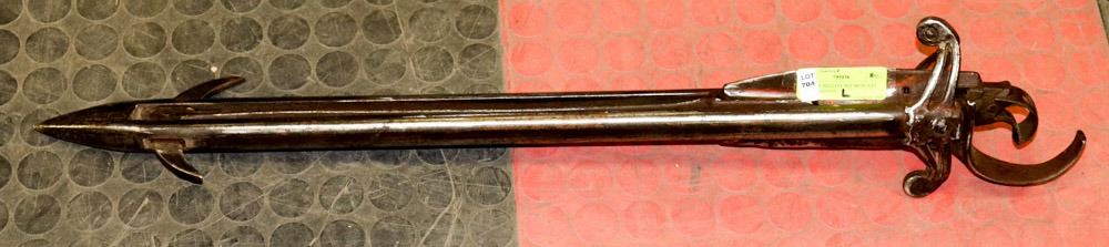 ANTIQUE NELLIS CAST IRON HAY BALE HARPOON.
