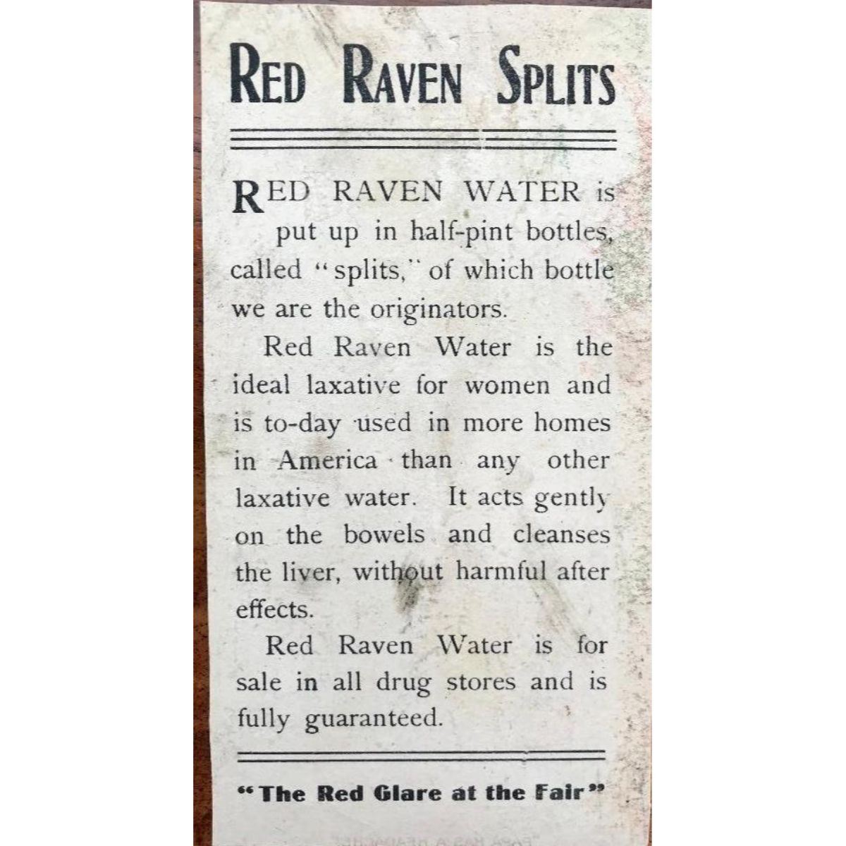 Early 20th Century Advertising, Red Raven Splits