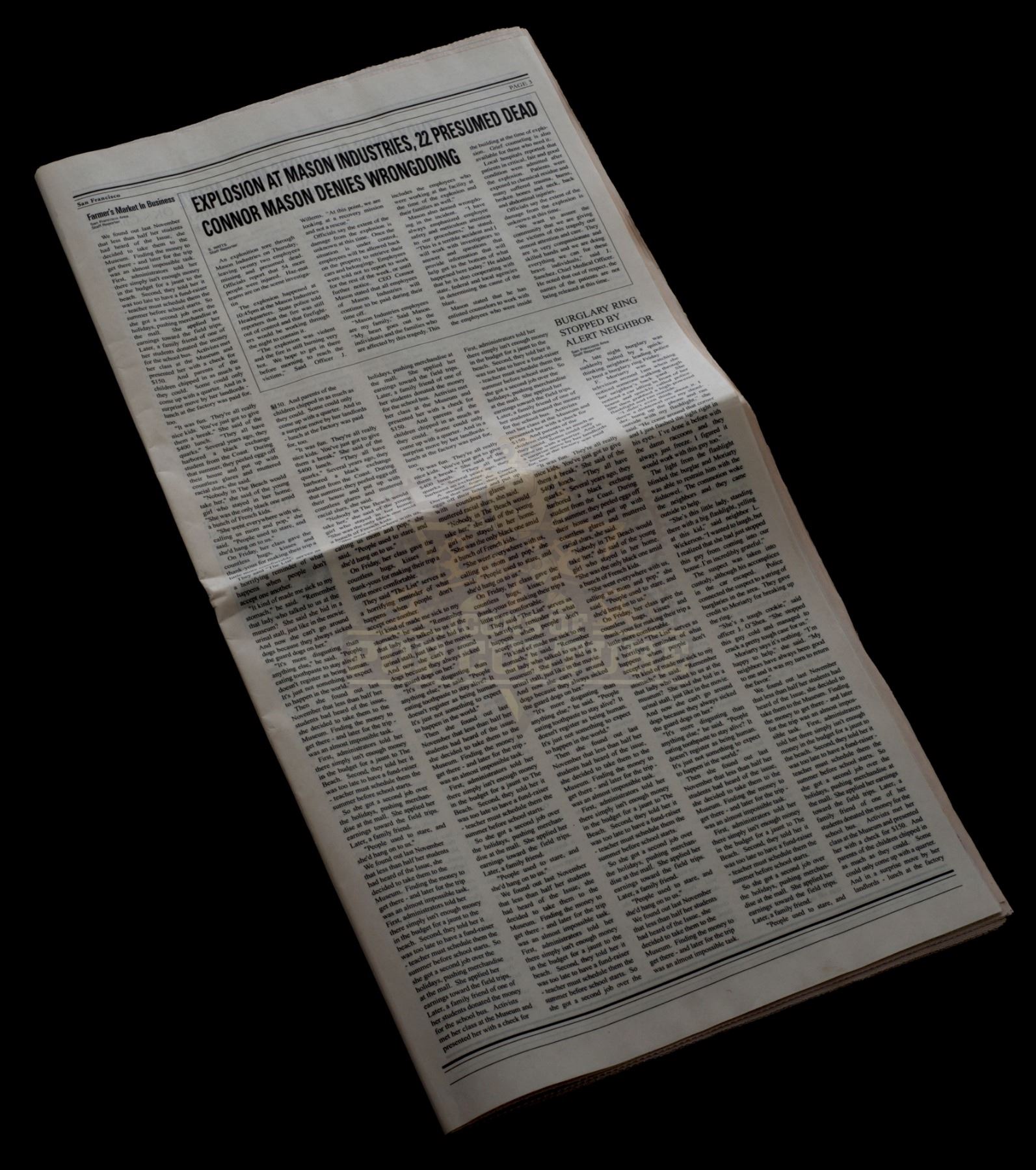 Timeless (TV) – “Mason Industries Explosion” Newspaper – TL119