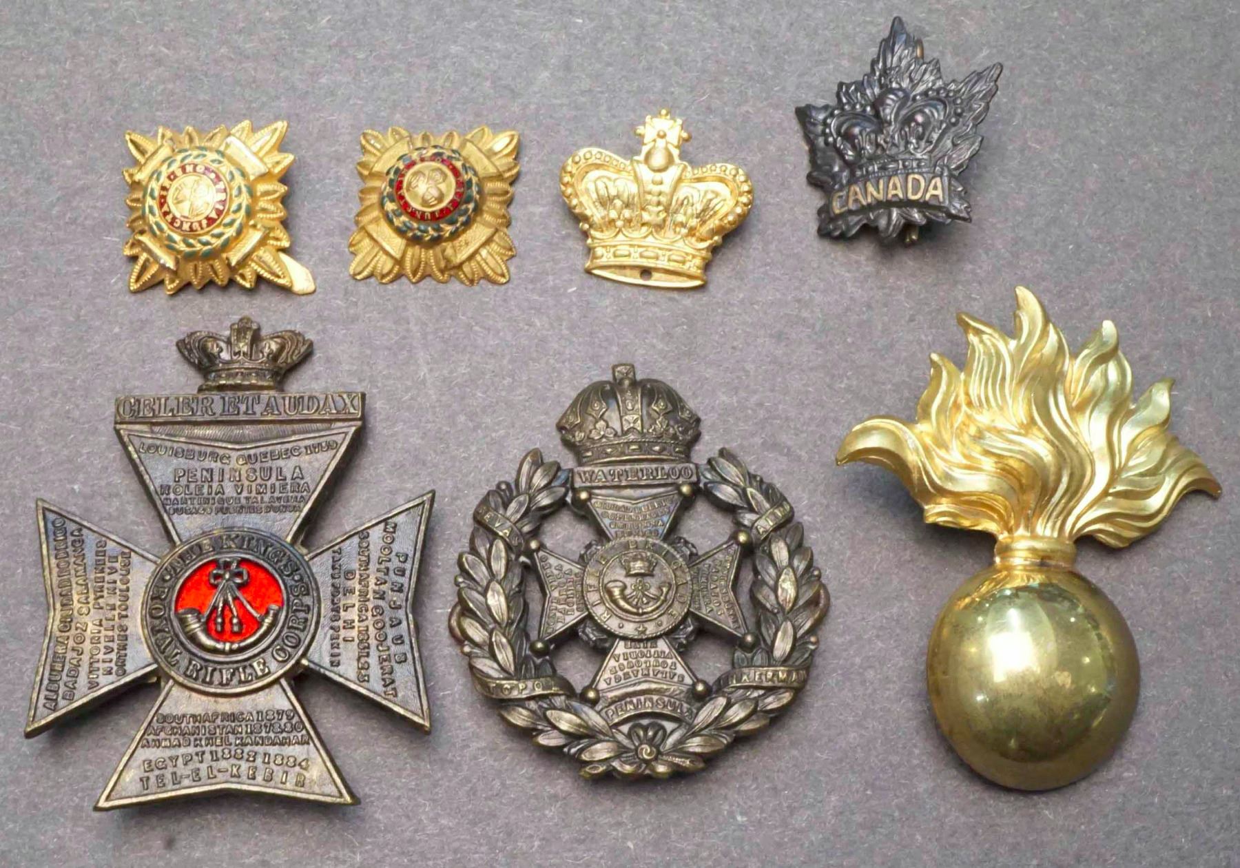 The King/s Royal Rifle Corps Rifle Brigade - 3 Badges, 4 Collars all ...