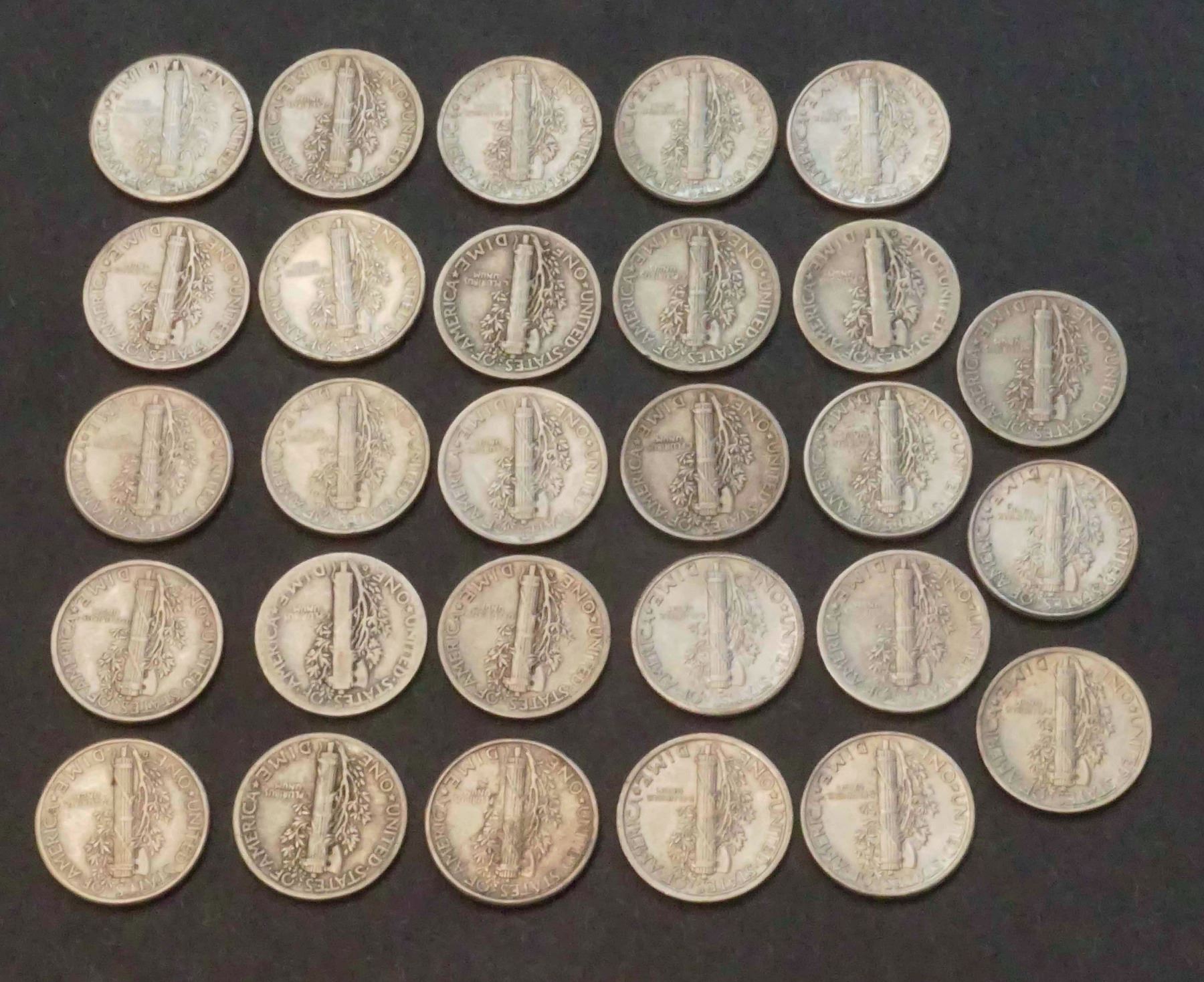 USA - Lot of 28 Different Mercury Dimes Many High Grades 1917 - 1945