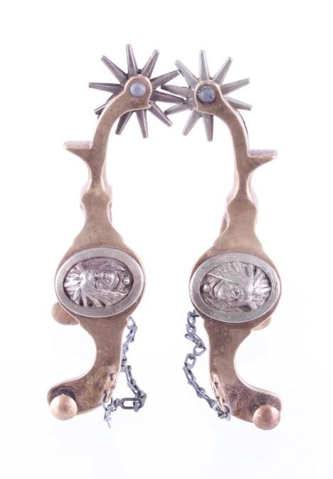 Buermann Hercules Bronze Indian Chief Head Spurs