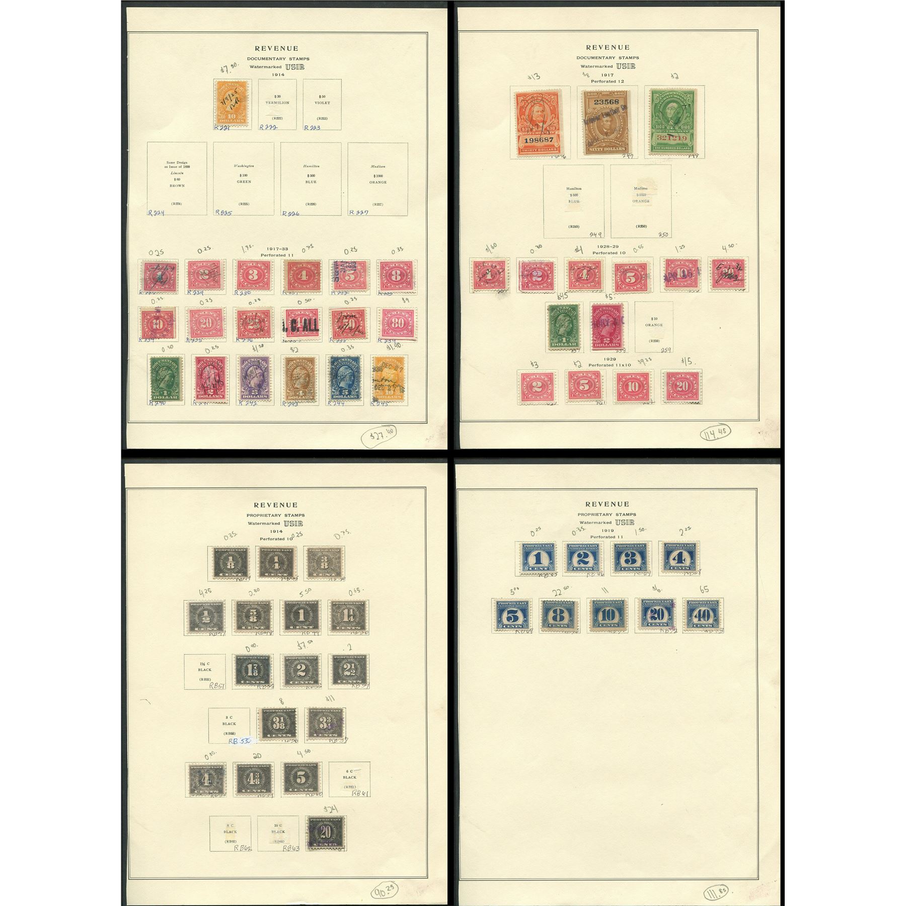 USA 1914-19 Revenue + Documentary Stamp Collection