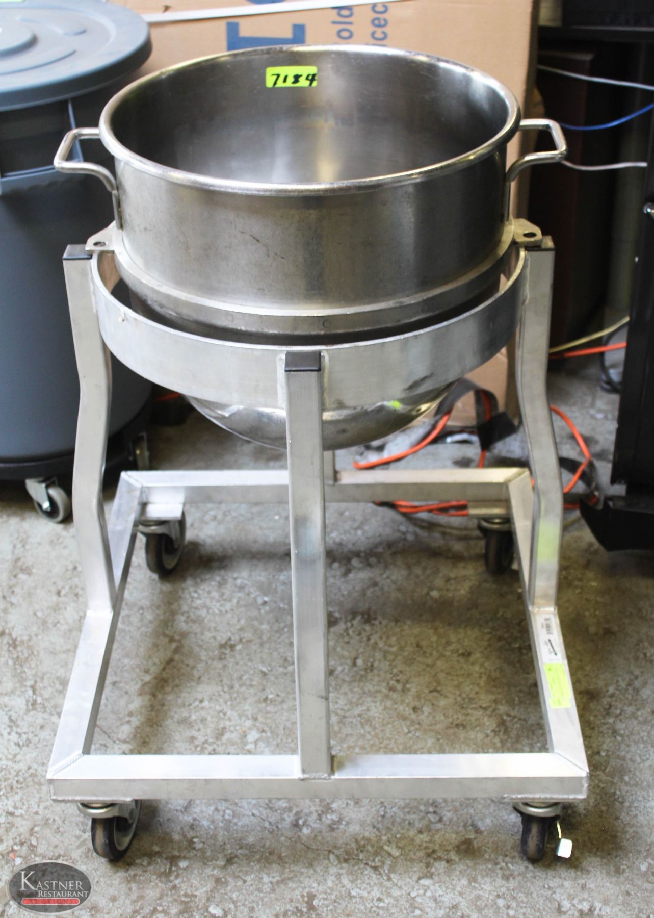 WHEELED MIXING BOWL STAND W/ MIXING BOWL.