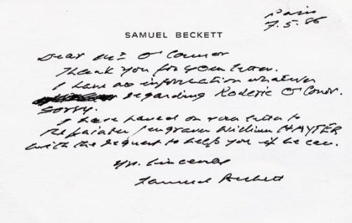 Samuel Beckett (1906-1989) Autograph letter signe