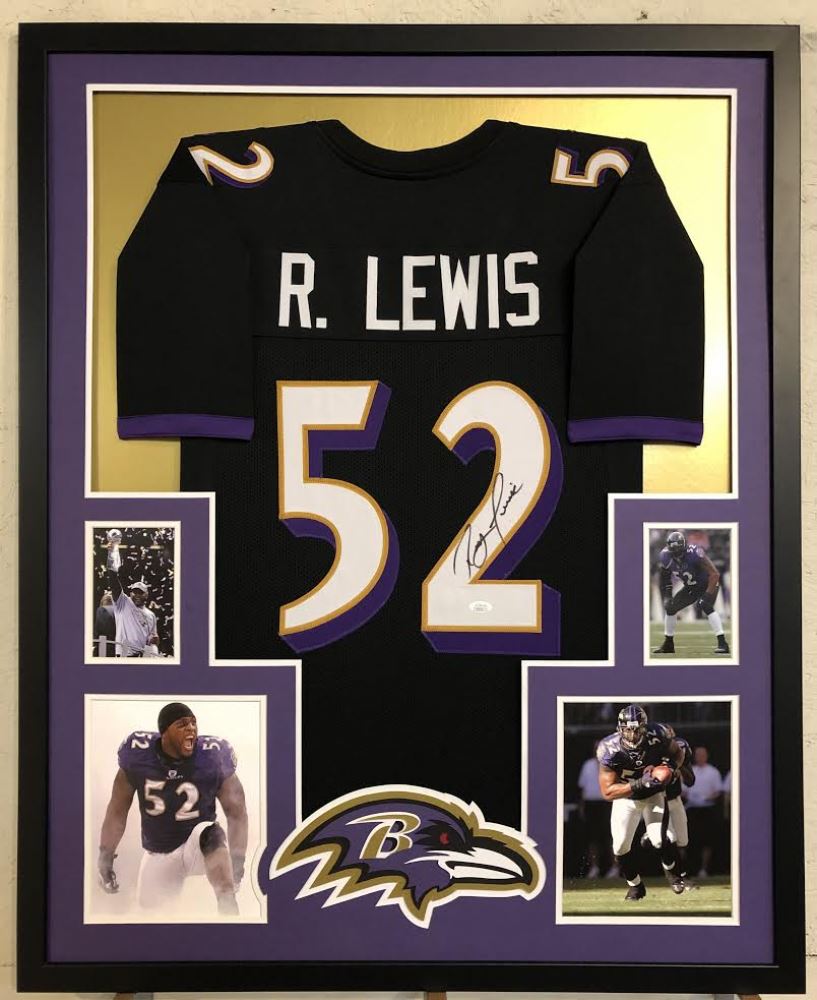 Ray Lewis Signed 34x42 Custom Framed Jersey (JSA COA)