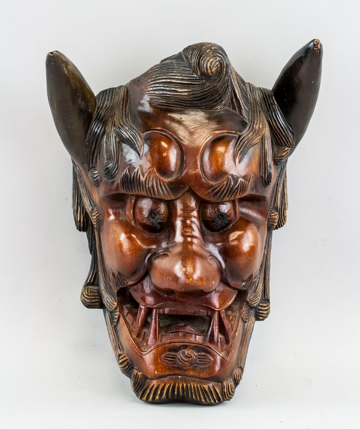 Japanese Wood Carved Noh Hannya Mask