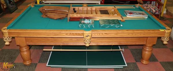 5X9 DUFFERIN POOL TABLE WITH LEATHER POCKETS,