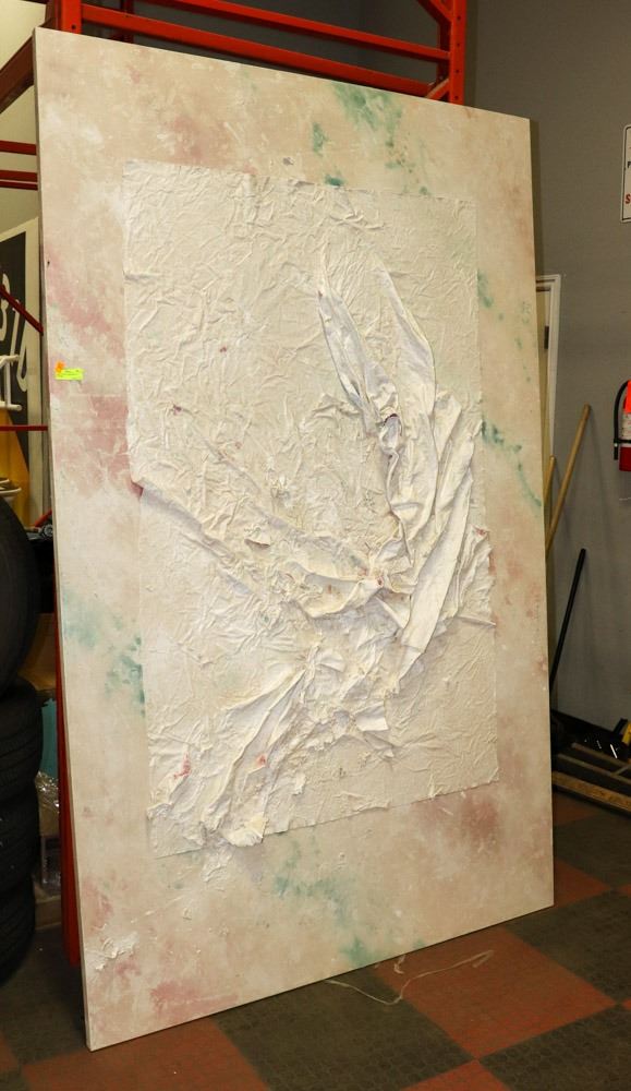 LARGE CANVAS PAPER MACHE ARTWORK.