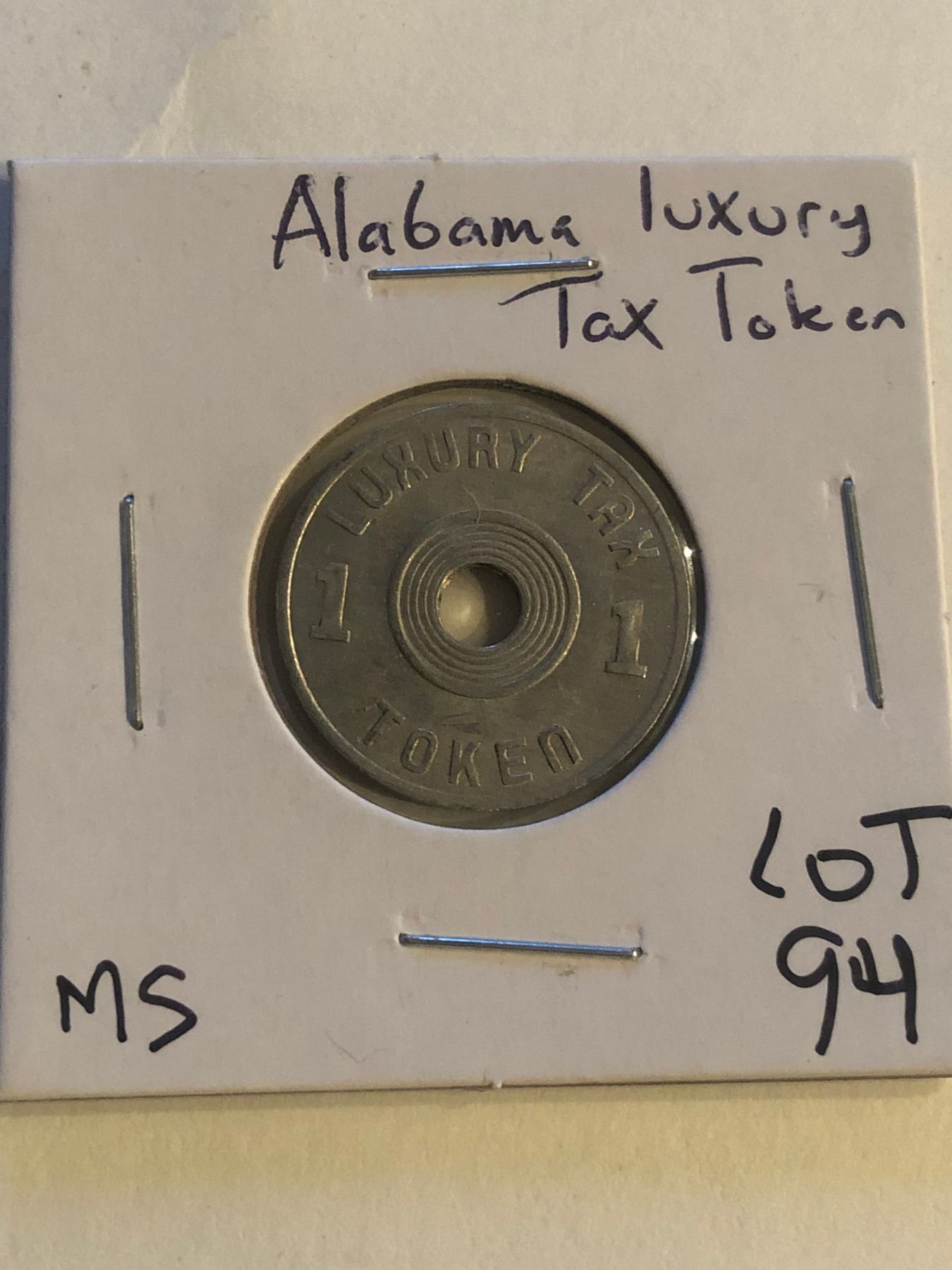 Vintage Alabama Luxury Tax Token in MS High Grade
