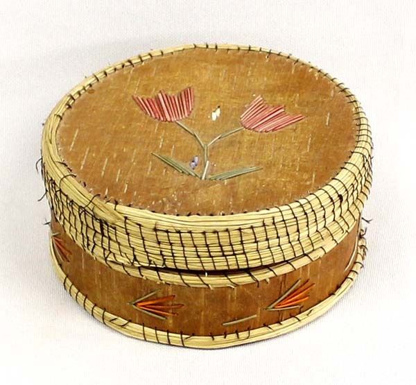Iroquois Birch Bark and Porcupine Quill Basket