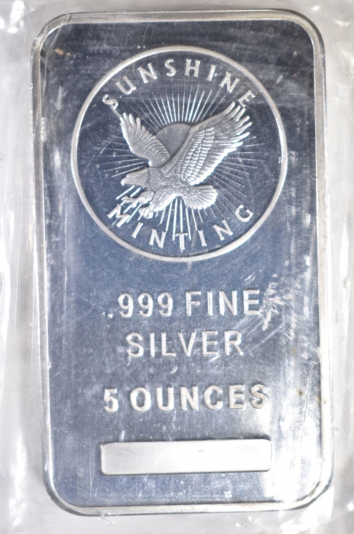 FIVE OUNCE .999 SILVER BAR "SUNSHINE MINT"