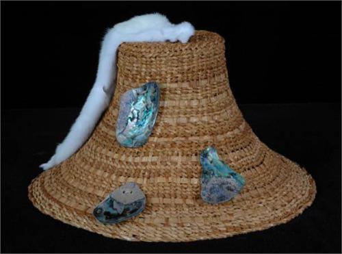 Haida Cedar Hat with Abalone and Ermine by Be