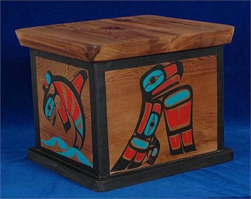 Ben Houstie Painted Cedar Box - Wolf, Raven,