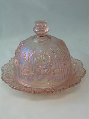 Imperial Lenox Glass Domed Butter Dish Pink