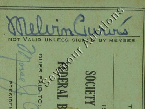 1949 Melvin Purvis, Former FBI Special Agent Sign