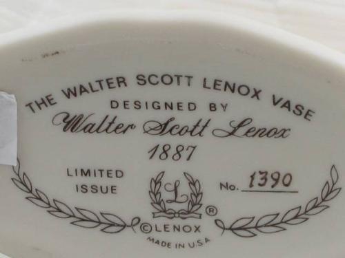 Porcelain, Lenox, Walter Scott Lenox Vase, 1989