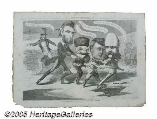 1863 Abraham Lincoln and Jefferson Davis Cartoon