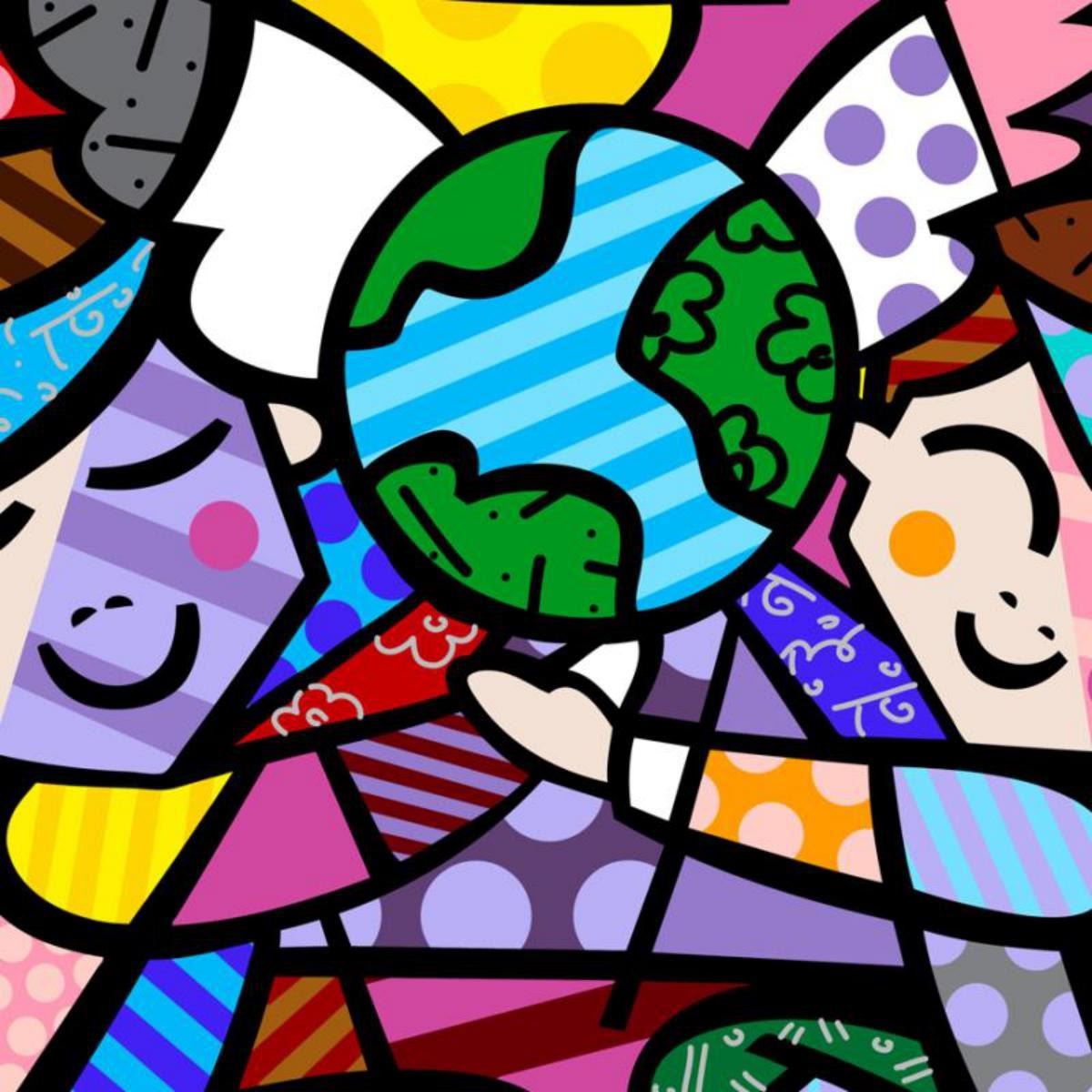 Romero Britto "New Children Of The World" Hand Signed Giclee on Canvas ...