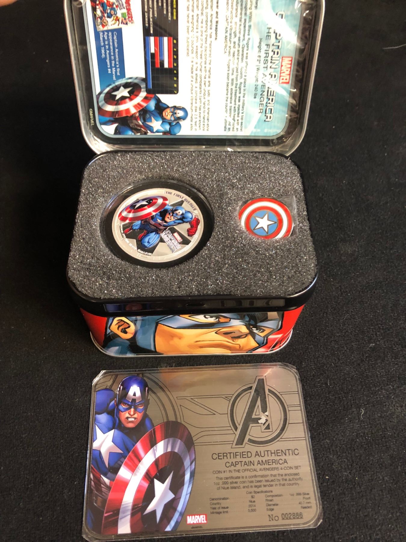 2014 1 oz Proof Silver Coin - Marvel - The Avengers - Captain America