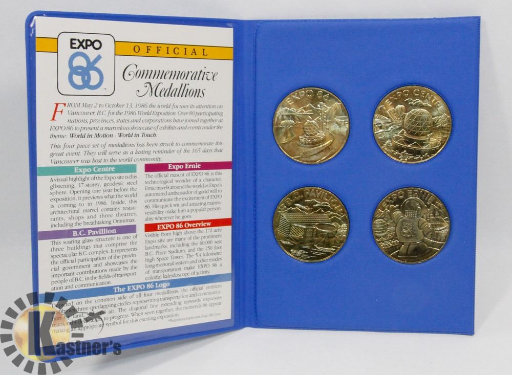 EXPO 86 COMMEMORATIVE MEDALLION 4 COIN SET