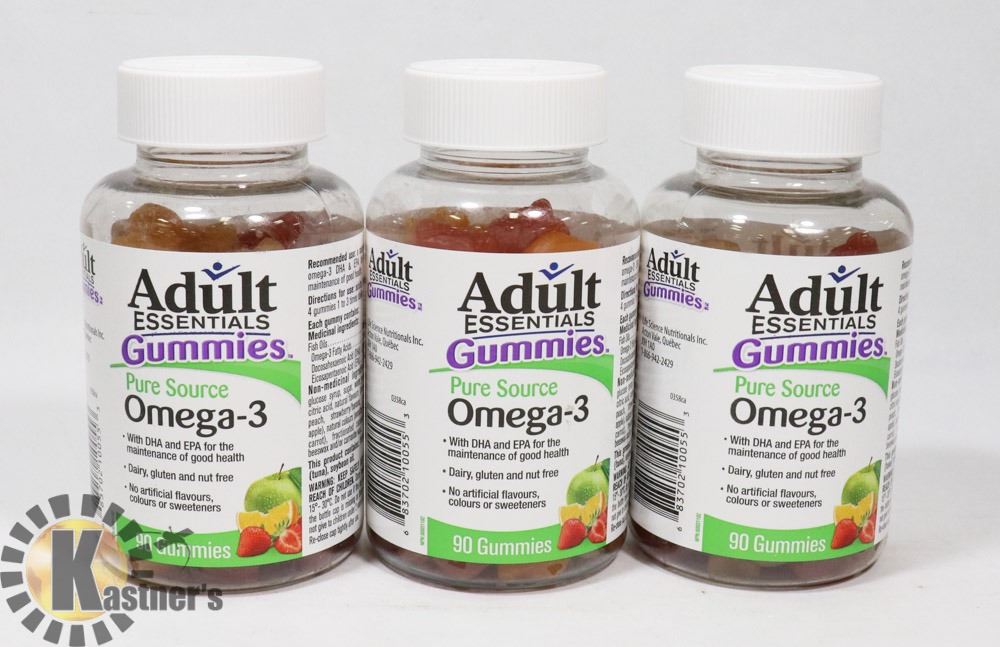 LOT OF 3 ADULT ESSENTIALS GUMMIES, 90 IN EACH, - Kastner Auctions